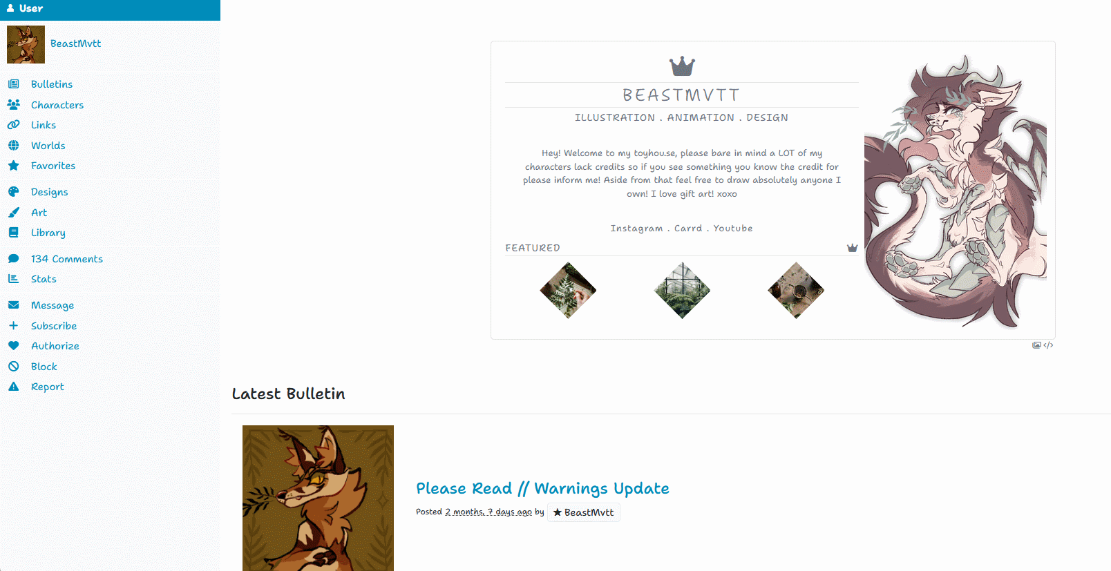 Profile, Characters, Everything Gone? on Toyhouse