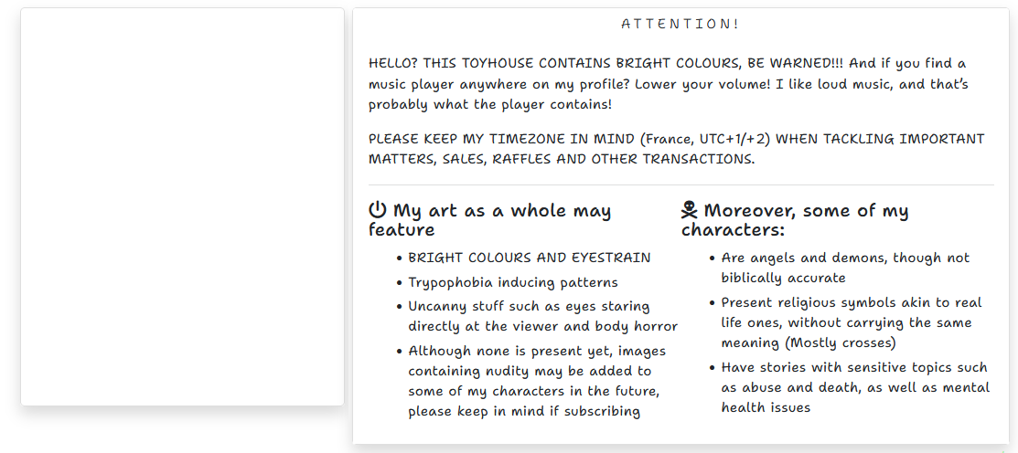 Do YOU have a profile warning? on Toyhouse
