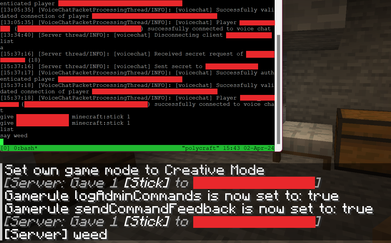 Commands sent through SSH terminal go through, but don't return anything to the console : r ...
