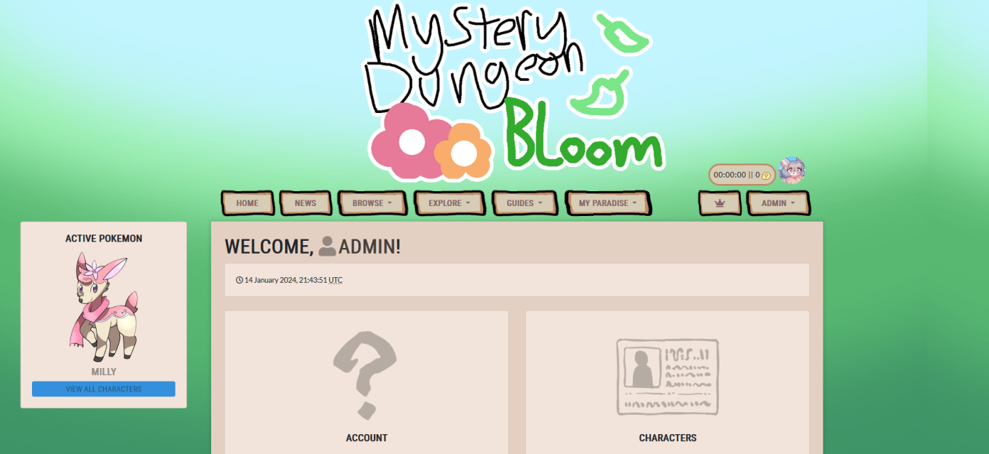 open-ended / sandbox PMD arpg idea sputtering on Toyhouse