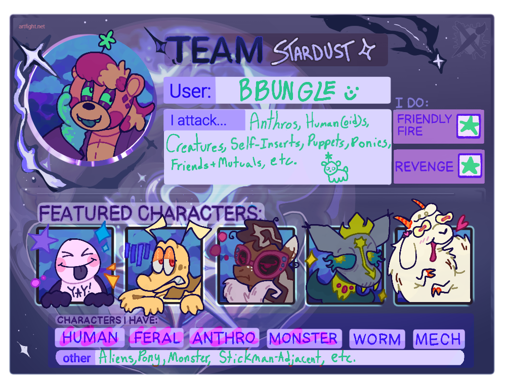 SHOW ME YOUR ARTFIGHT CARDS!!! on Toyhouse