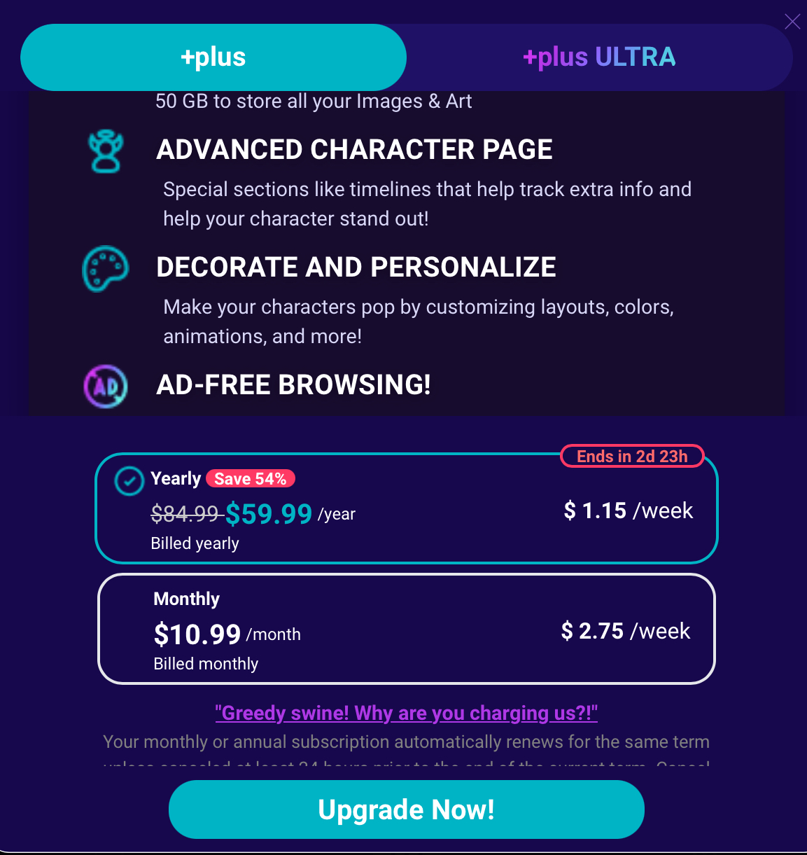 Why is CharacterHub so expensive? on Toyhouse