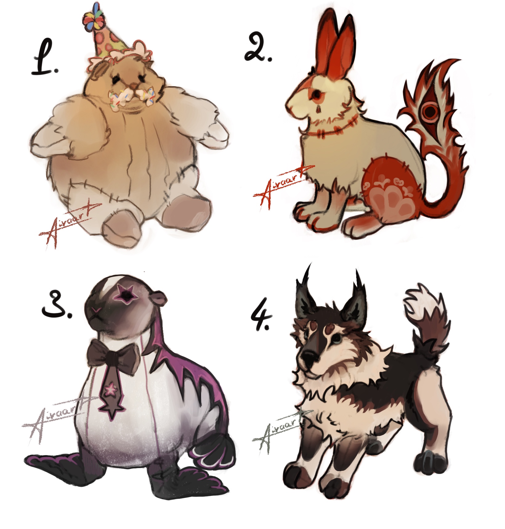 Plushy adopt for your oc 2/4 10$🐻🐰🦭🐺 on Toyhouse