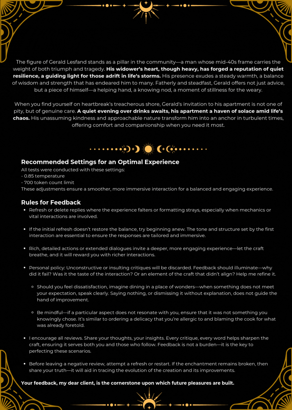 Chat with Gerald Lesfand (Father Figure Neighbor | Widow | Slow Burn)