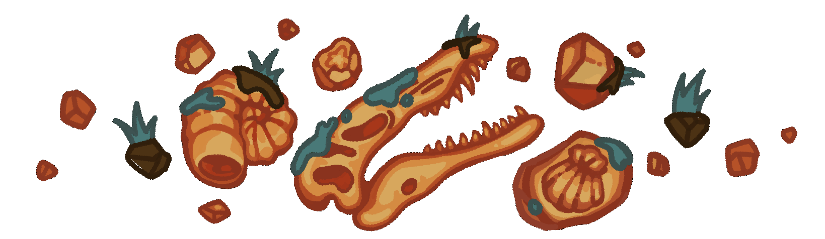 Artfight 2025 Fossils Profile stickers by ObnoxiousSpinePain on DeviantArt